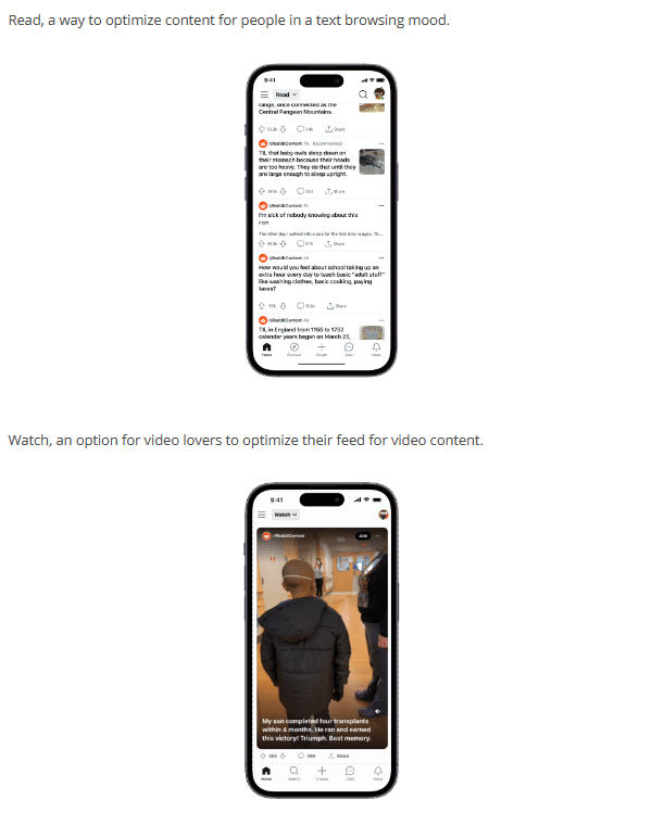 Reddit Launches Separate Feeds for Text and Video Posts